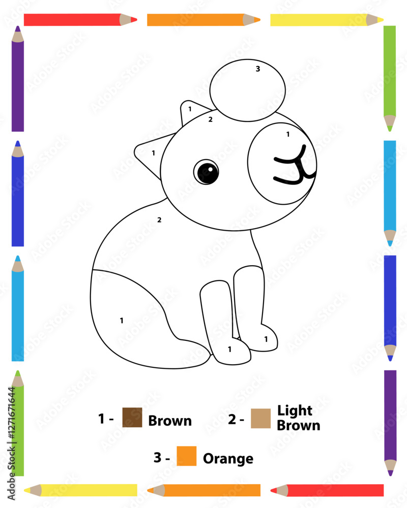 Vector coloring page. Color by numbers capybara. Lesson for children ...