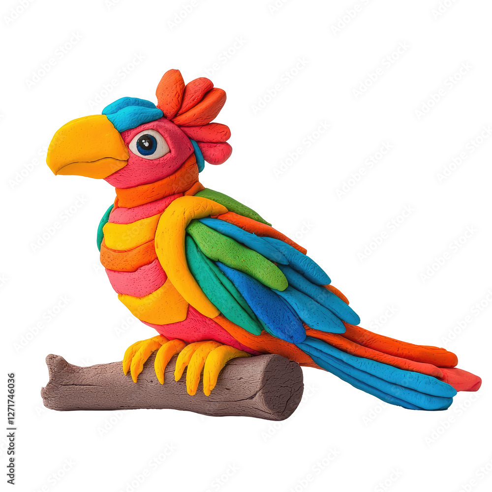 Colorful Playdough Parrot Sculpture on Solid Transparent background for ...