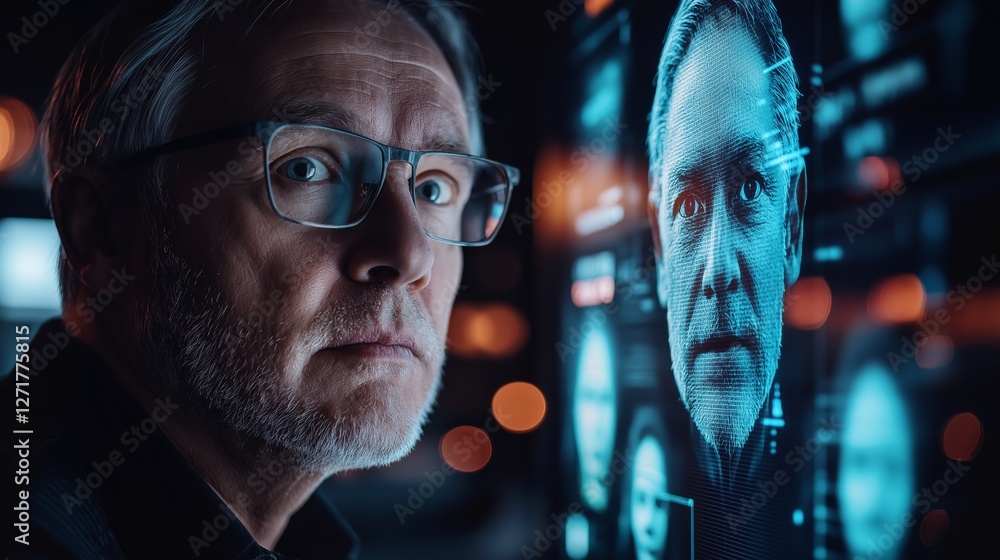 Cybersecurity expert analyzing a deepfake detection system on a ...