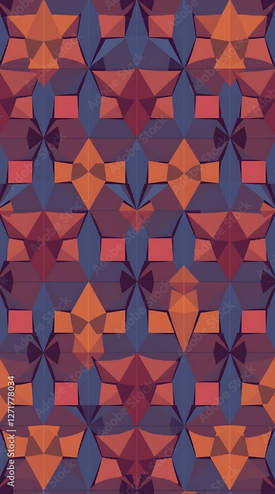 A seamless pattern of pixel art geometric shapes, using a limited color ...