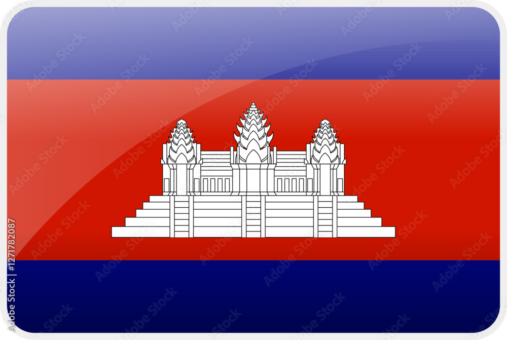 Flag Icon of Cambodia Country,National Vector Flag Iconic Symbol and ...