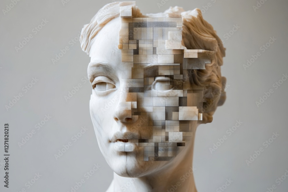 Digital transformation: classical bust merging with pixel art for ...
