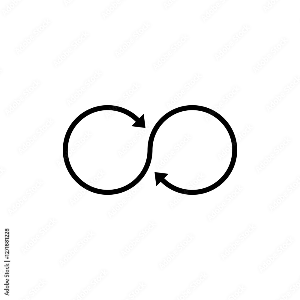 A thin arrow in the shape of an infinity symbol. Vector illustration ...