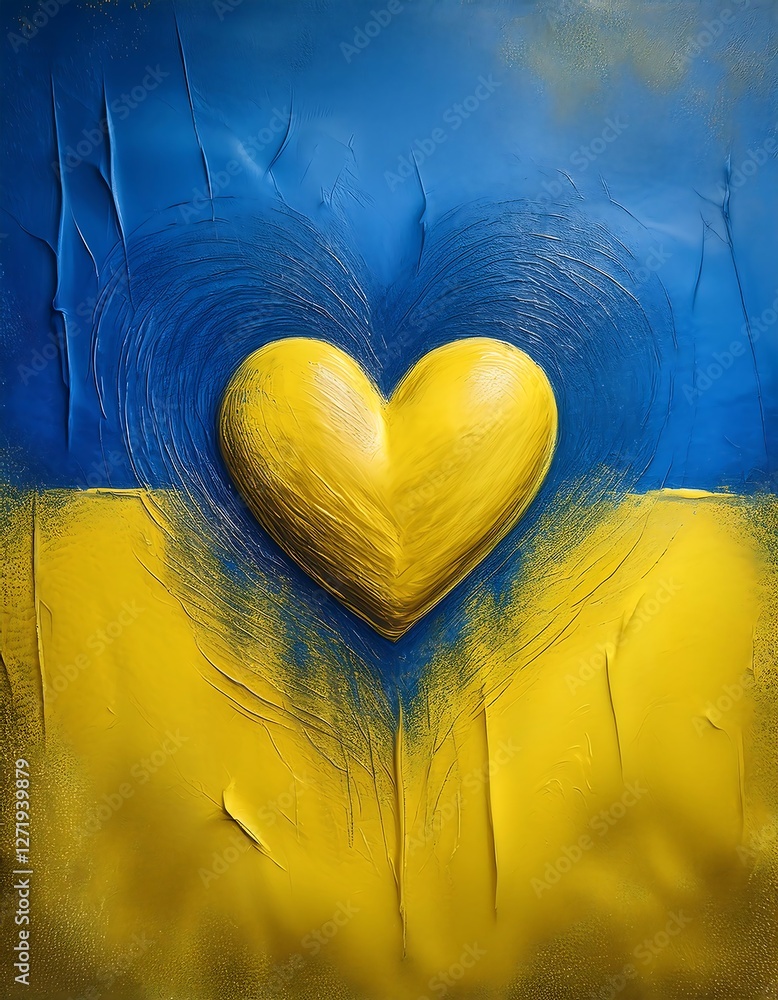 Symbolic heart within the Ukrainian flag - A bold and emotional design ...