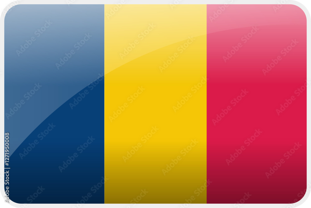 Flag Icon of Chad Country,National Vector Flag Iconic Symbol and Colors ...