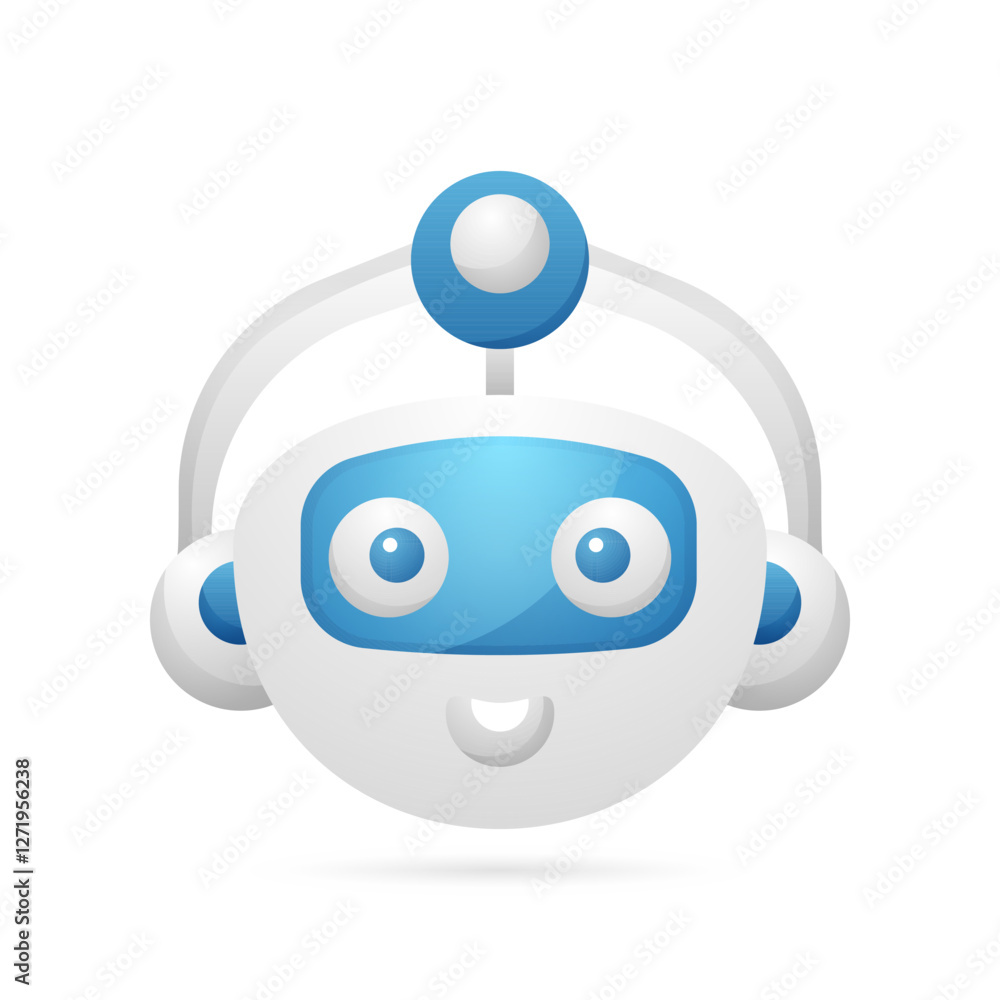 AI Chatbot Face Character Design,Cute Chatbot on White Background ...