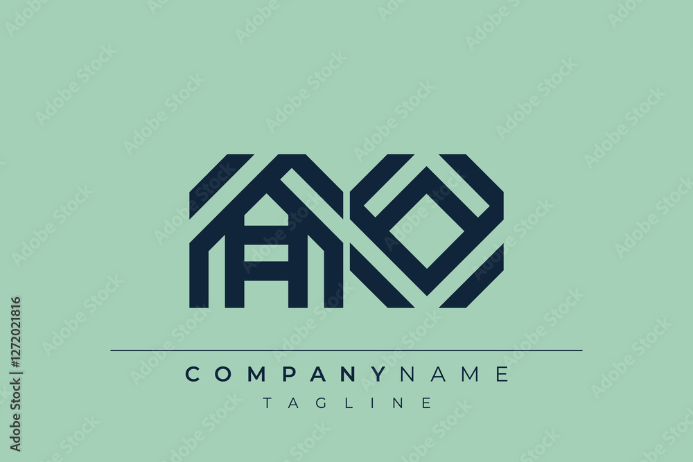 AO minimal line logo. Letter A and O vector line logo design. Stock ...