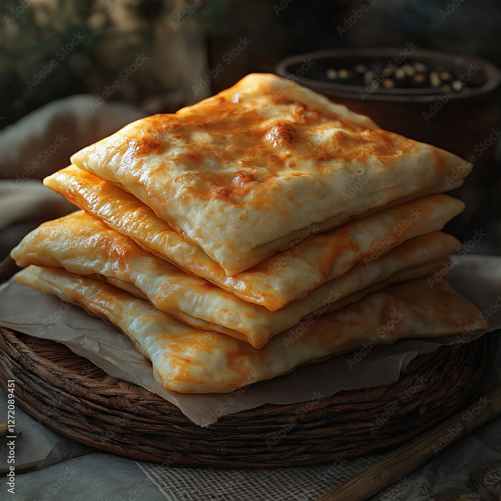 Please create a selling image for Cheburek, it must be realistic and ...