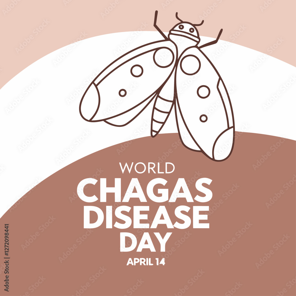 World Chagas Disease Day holiday card. Poster with earth map, blue ...