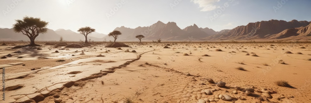Desertification due to drought and overgrazing, arid landscape ...