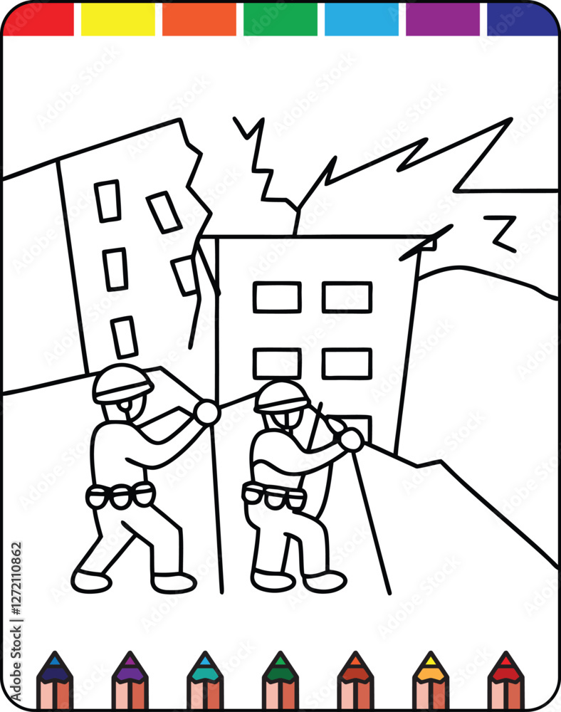 Easy Earthquake Coloring Page for Preschoolers Simple and Engaging ...