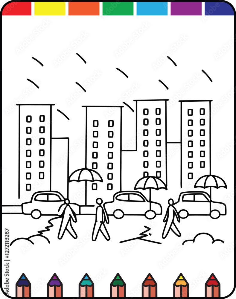 Easy Earthquake Coloring Page for Preschoolers Simple and Engaging ...