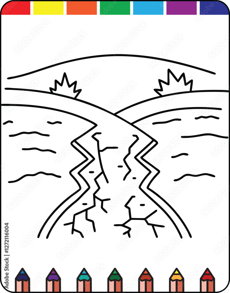 Easy Earthquake Coloring Page for Preschoolers Simple and Engaging ...