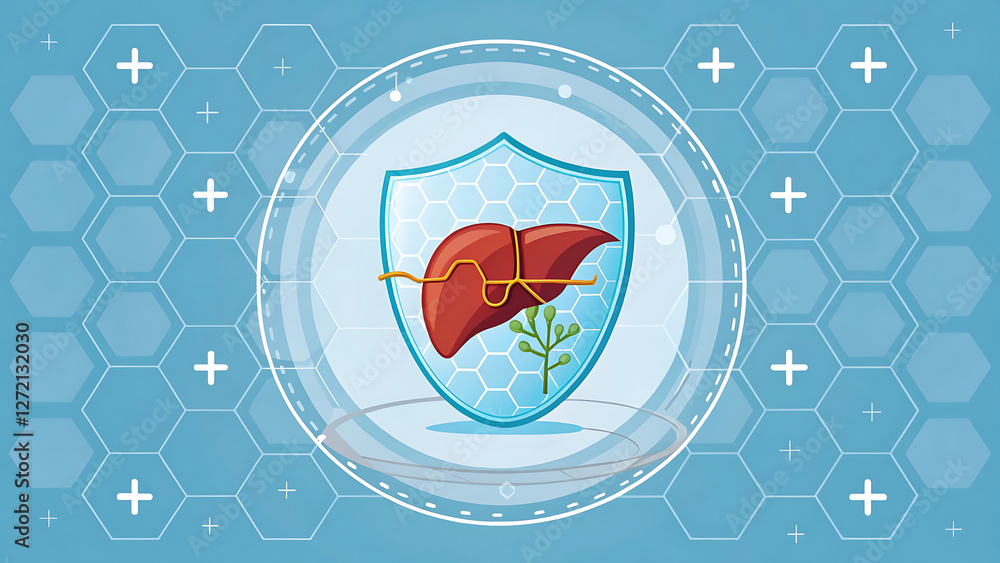 Liver care and protection. Healthy liver medical concept. Human liver ...