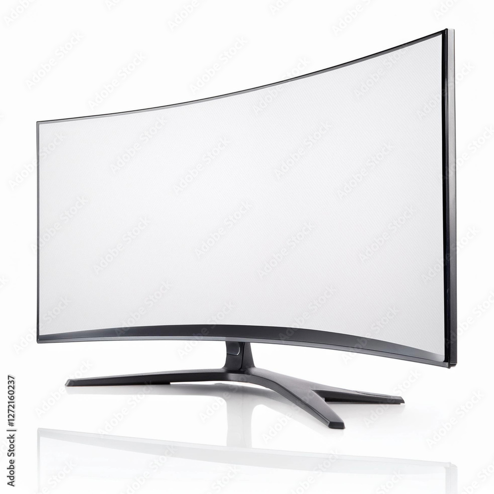 un monitor tele lcd pantalla curva color blanco, aislado, sobre fondo ...