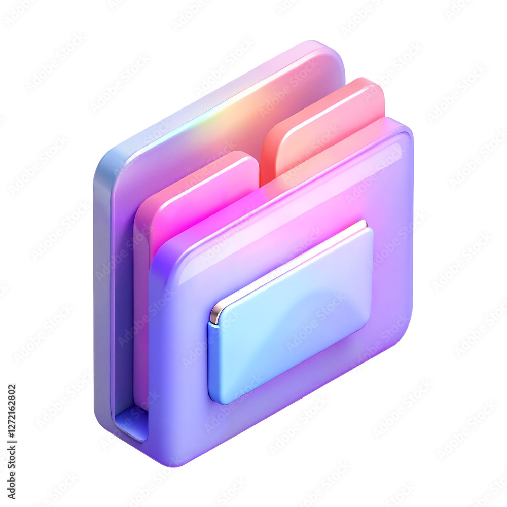 Pastel gradient folder icon for digital organization and design, png isolated on transparent ...