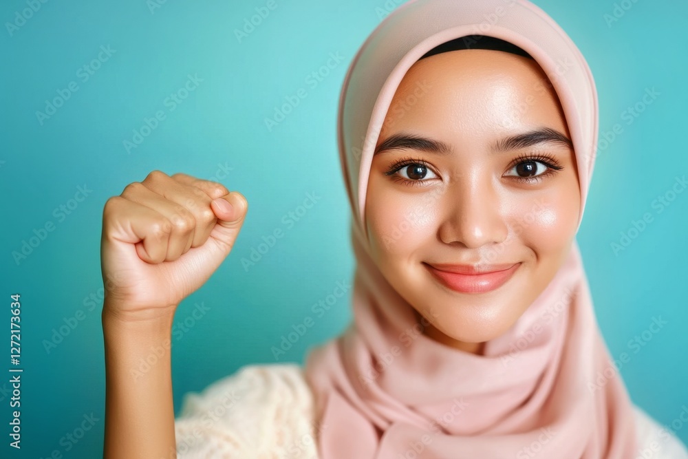 International Women's Day 2025: Accelerate Action. Young muslim woman ...