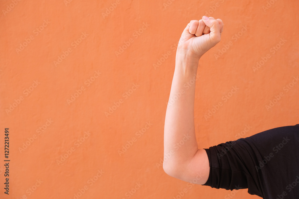 International Womens Day 2025: Accelerate Action. Woman raised fist ...