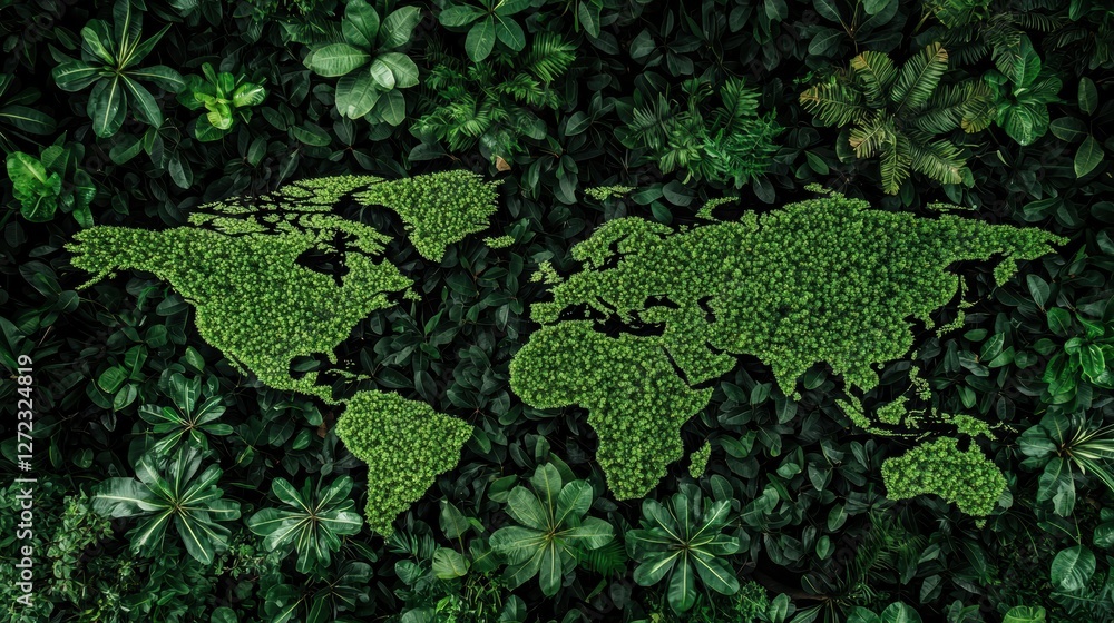 Sustainable earth map created from greenery nature graphic design lush ...