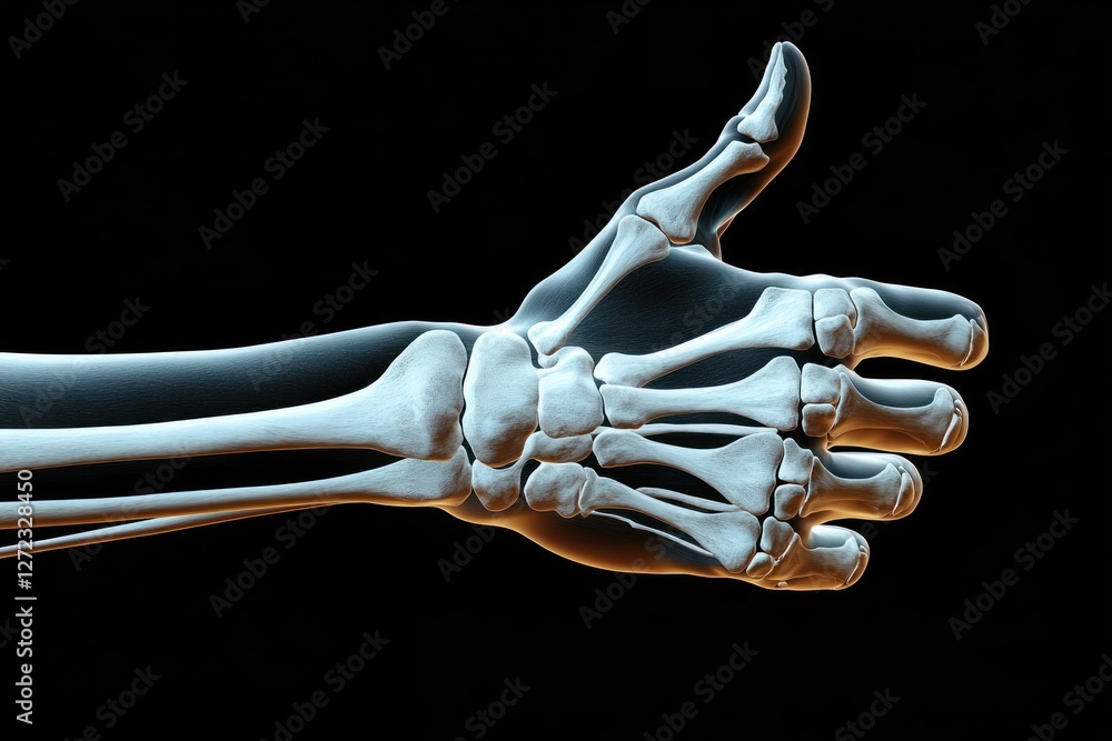 X-ray Image of Human Hand Thumbs Up Bone Structure Radiology Stock ...