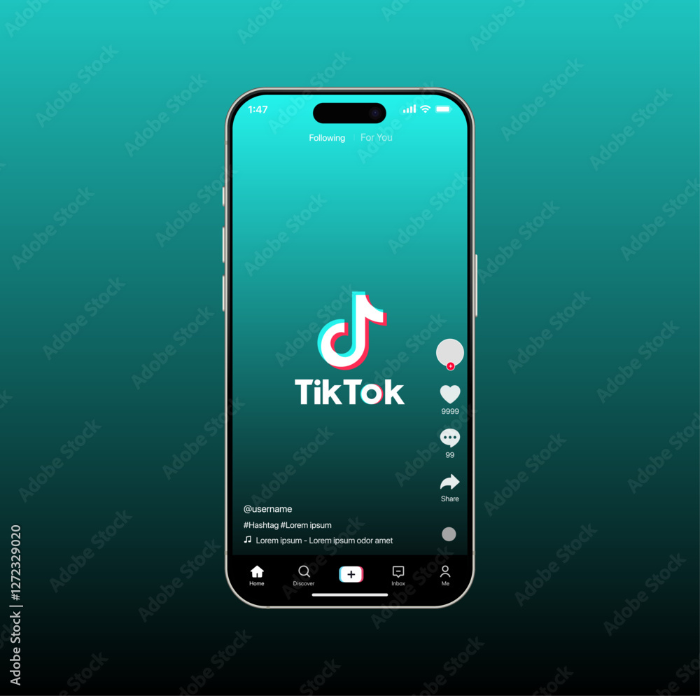 Tiktok. Tik tok mobile App interface template on Apple Iphone mockup ...