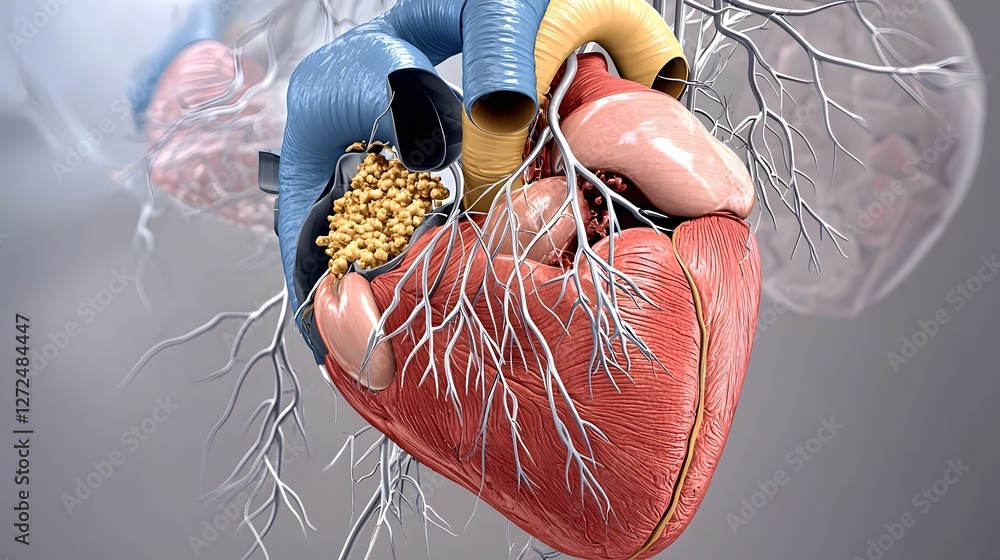 Detailed cross section rendering of a beating human heart showcasing ...