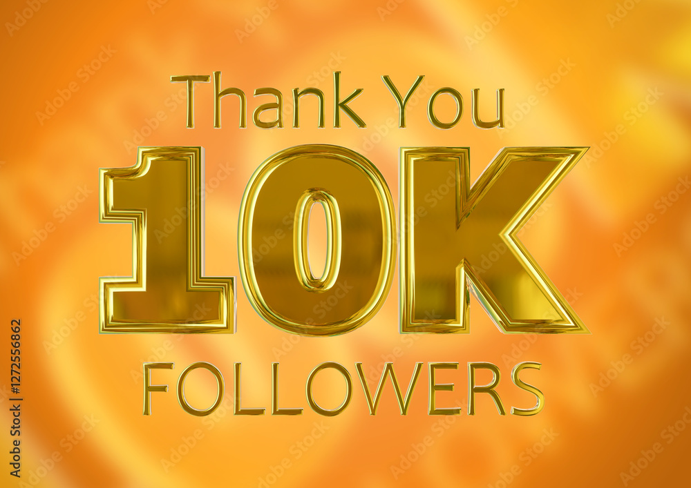 10k followers lettering Golden celebration social media poster. Thank ...