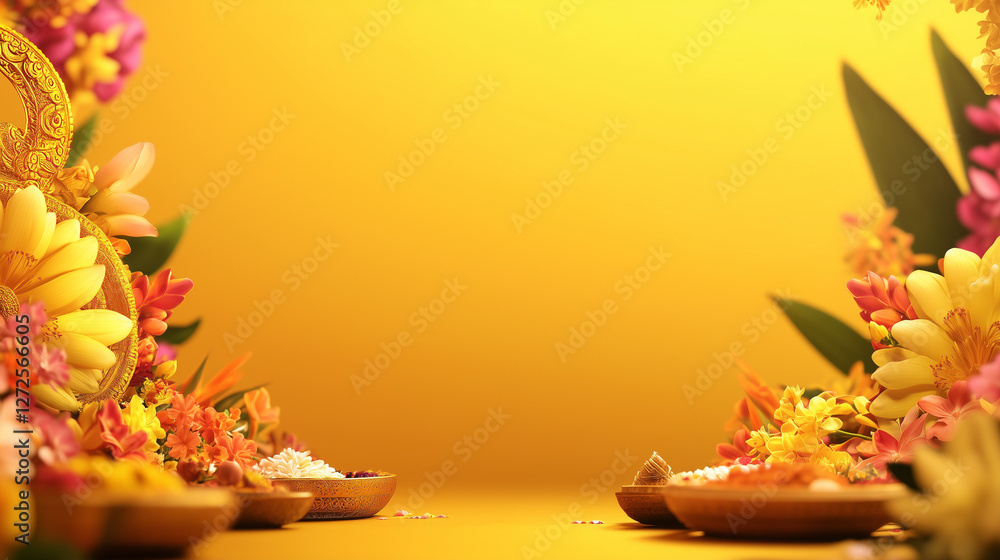 Kuningan Day Banner with gold to bright yellow gradient background ...