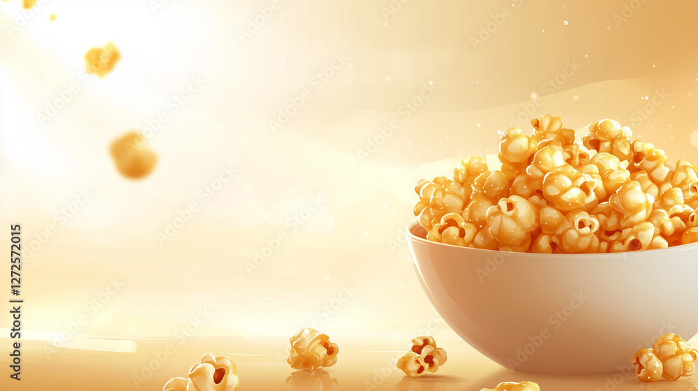 National Caramel Popcorn Day promotional banner with white to caramel ...