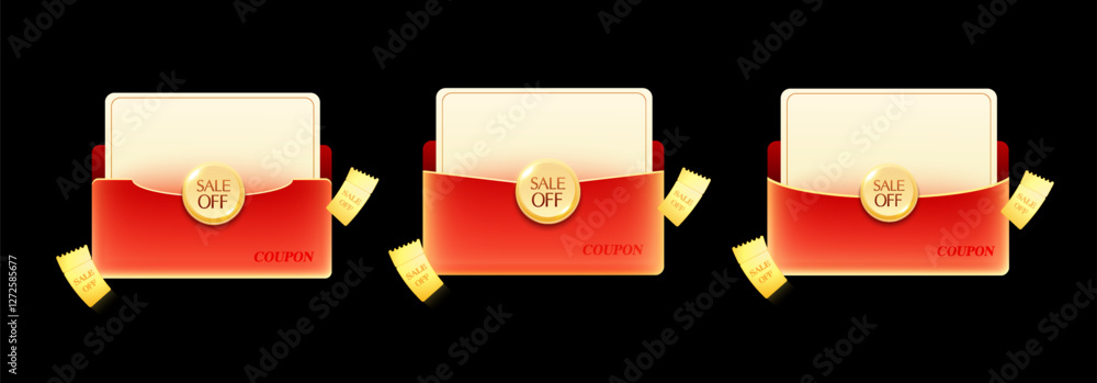 3d blank coupon template inside an envelope, isolated on background ...