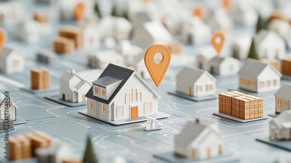 Inventory management relies on analysis. 3D model of houses with ...