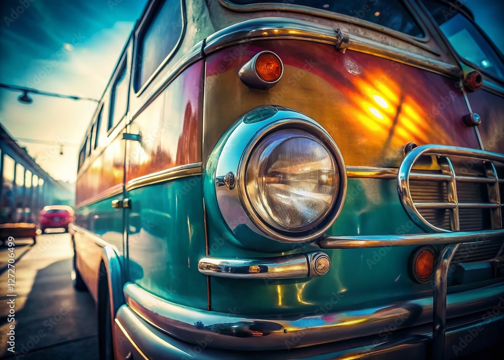 Vintage Bus Headlights Skate Park - Retro Vehicle Architectural Detail ...