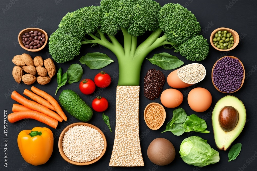 A modern food pyramid infographic, clearly labeling different food ...