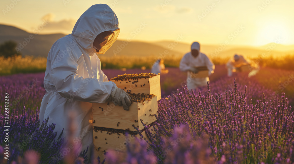 World Bee Day, beekeepers wearing full protective clothing while ...