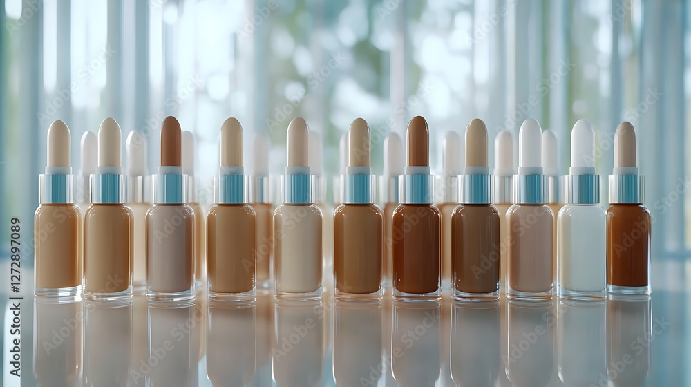 Diverse foundation shades on display, reflecting inclusivity Stock ...