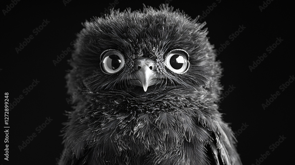 Dark owl portrait intense gaze glowing eyes dramatic lighting black ...