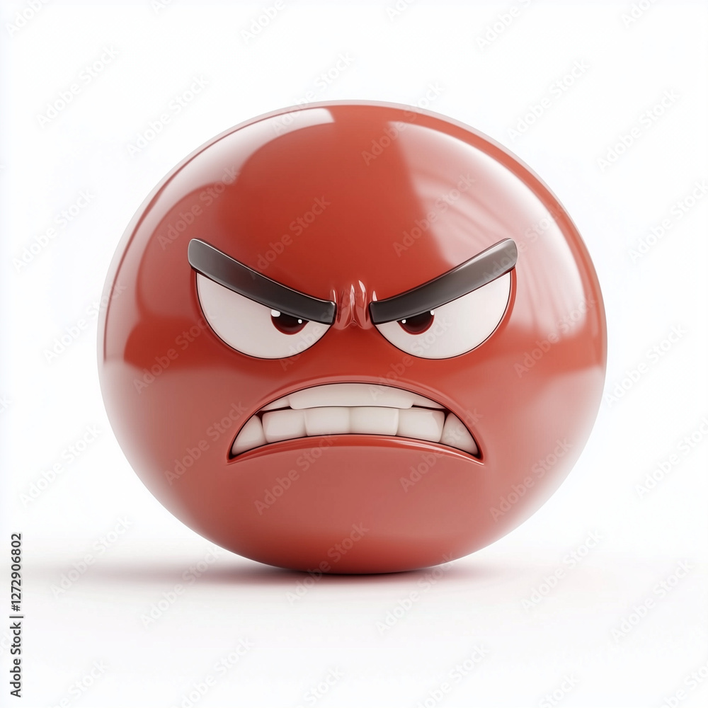 Angry Expression Furrowed Brows emoticon with intense facial features ...