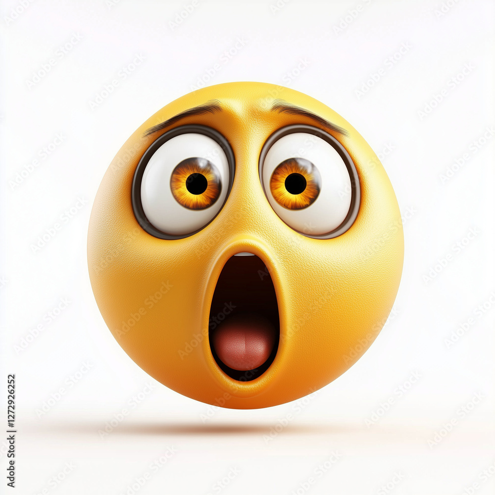 Shocked Expression fully open mouth, wide eyes emoji on white ...