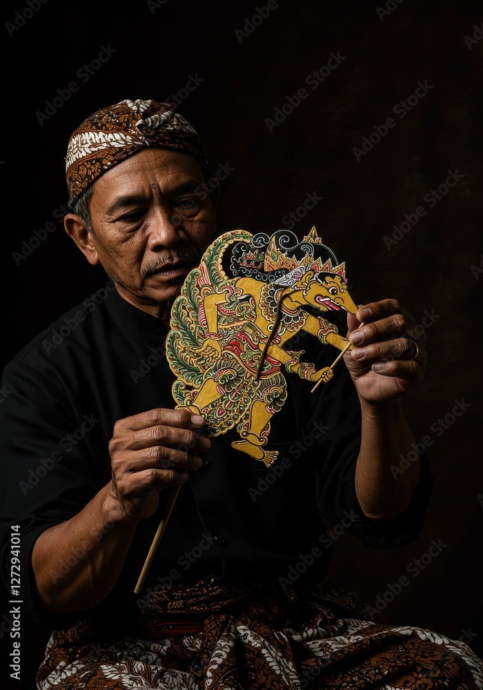 Indonesian Wayang Kulit Puppeteer: A Master of Shadow Puppetry Stock Photo | Adobe Stock