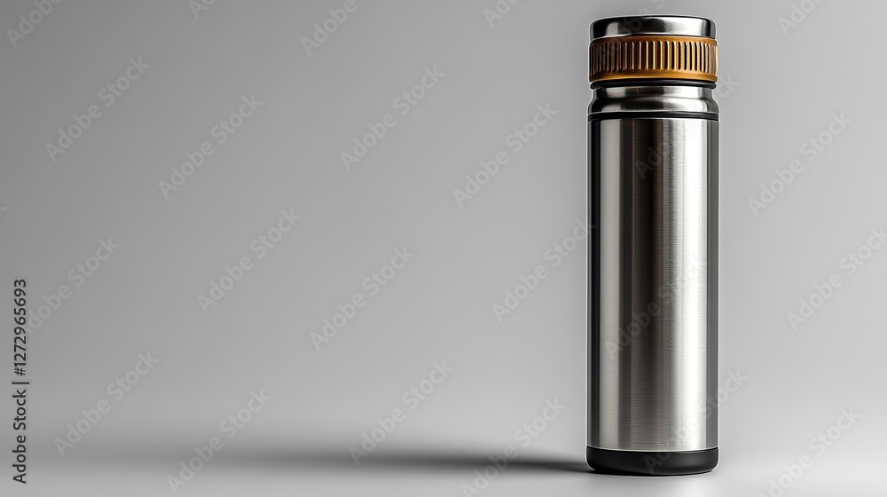 high resolution stainless steel thermos isolated on transparent ...