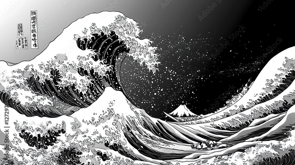 japanese ukiyo e art of the great wave off kanagawa by hokusai as an ...