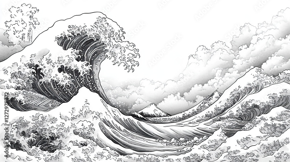 japanese ukiyo e art of the great wave off kanagawa by hokusai as an ...