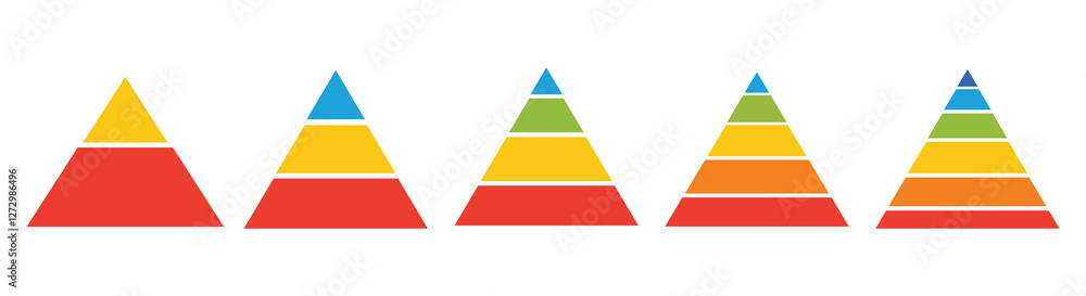 Triangular pyramid infographic vector icon set.Blue pyramid infographic ...