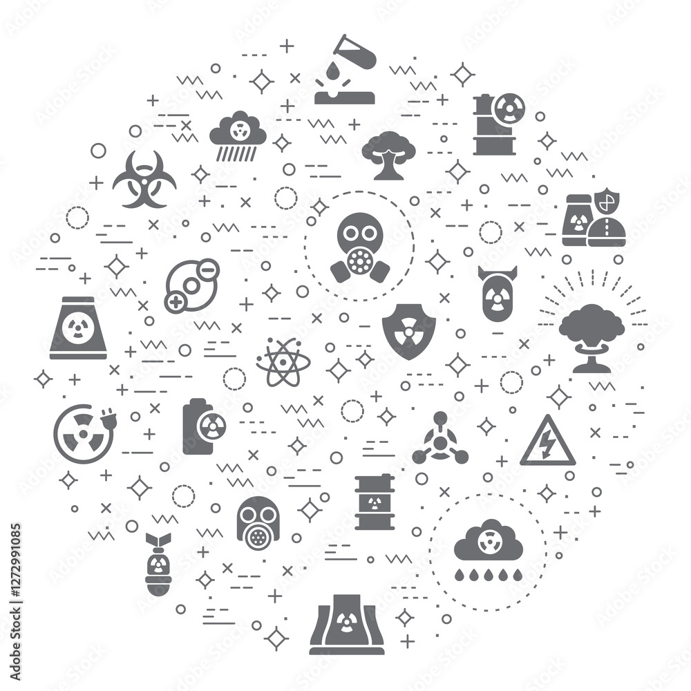 Simple Set of Nuclear And biohazard Technology Related Vector Line ...