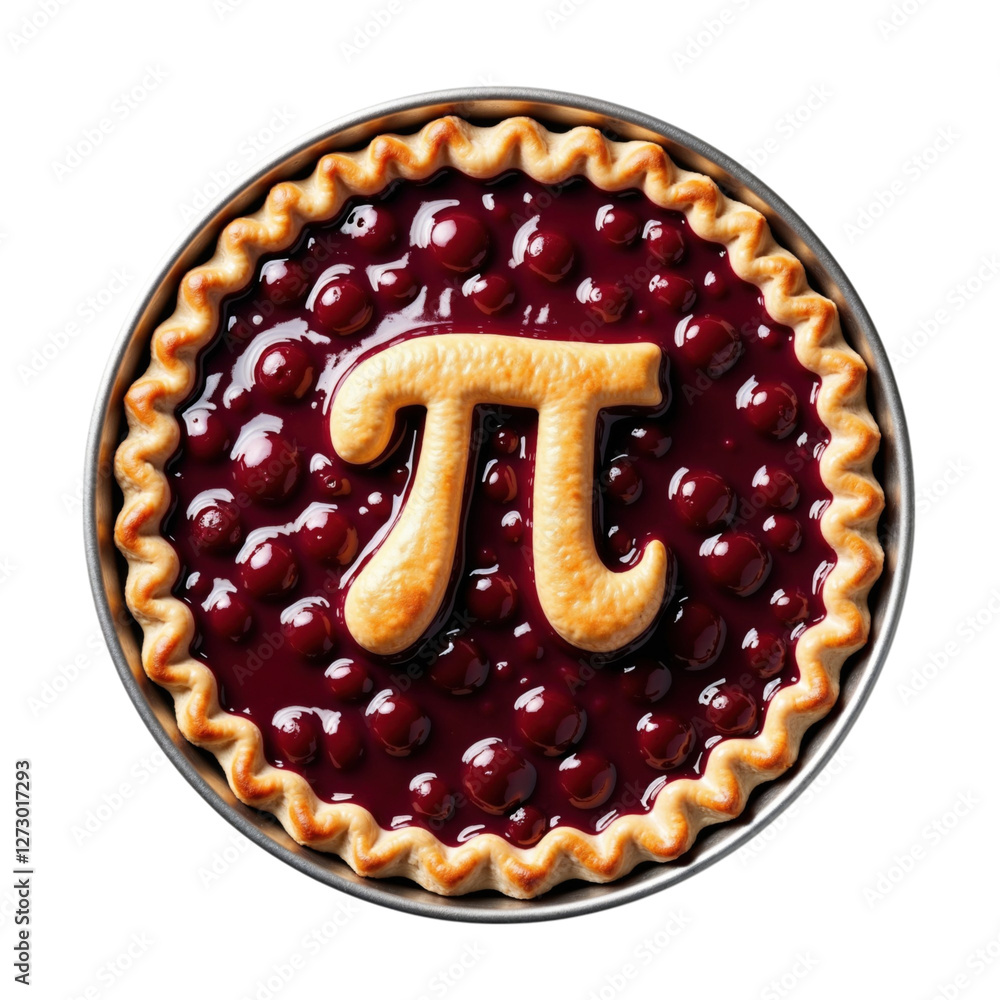 Stock-Foto „Pi Day cherry pie with a crusty Pi shaped cookie on top ...