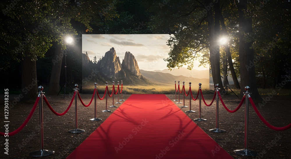 Red Carpet for Movie Premiere with Backdrop" - A red carpet leading to ...