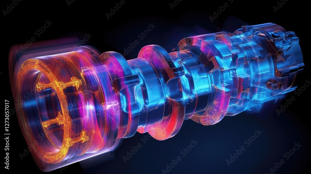 FEM analysis of crankshaft and pistons, with a color map highlighting ...