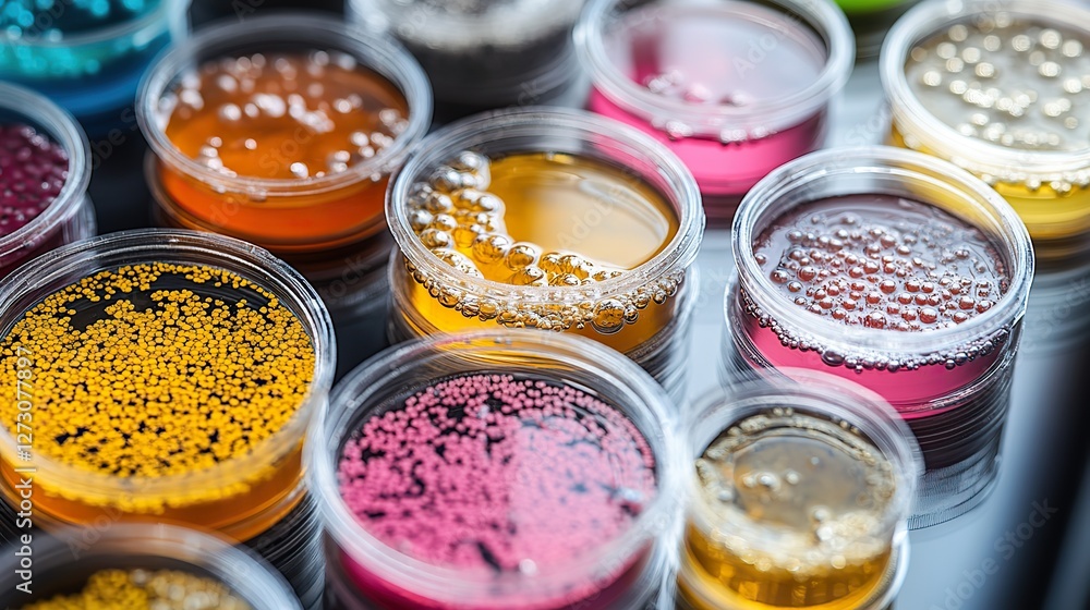 variety of bacterial colonies and fungal cultures cultivated in ...