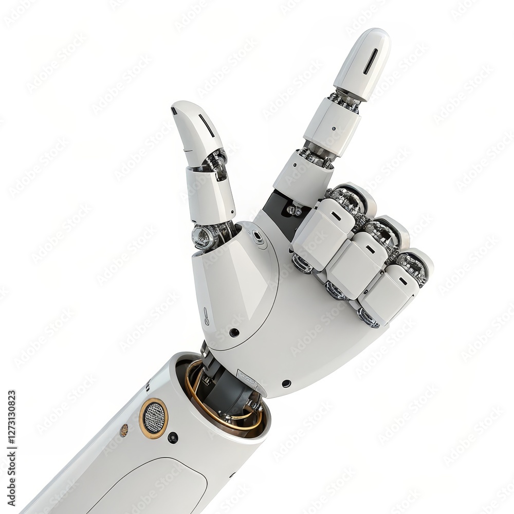 Robotic Hand Pointing Gesture, 3D Render, White, Mechanical, AI, Robotics AI, Robotics Stock ...