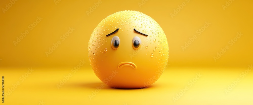 Nervous 3D emoji with sweat drops, ultra-detailed lighting, high ...